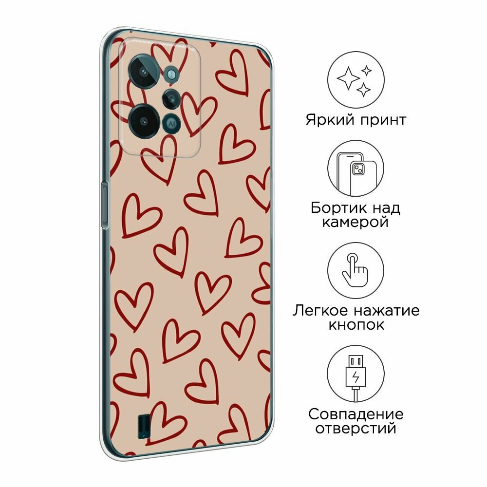 Чехол на Realme C31 / Реалми C31 с принтом "Little hearts doodles 1 - 14 февраля" — фото 1