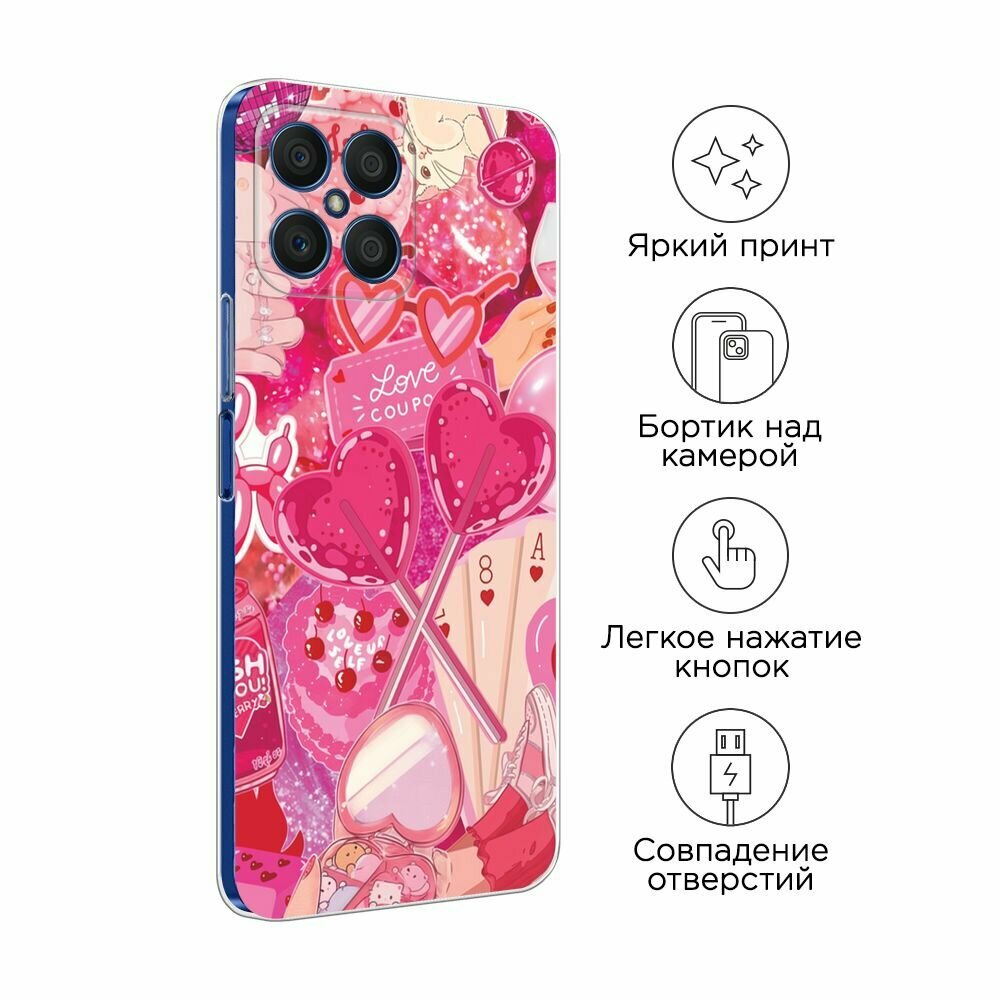 Чехол на Honor X8 / Хуавей X8 с принтом "Love coupon - 14 февраля" — фото 1