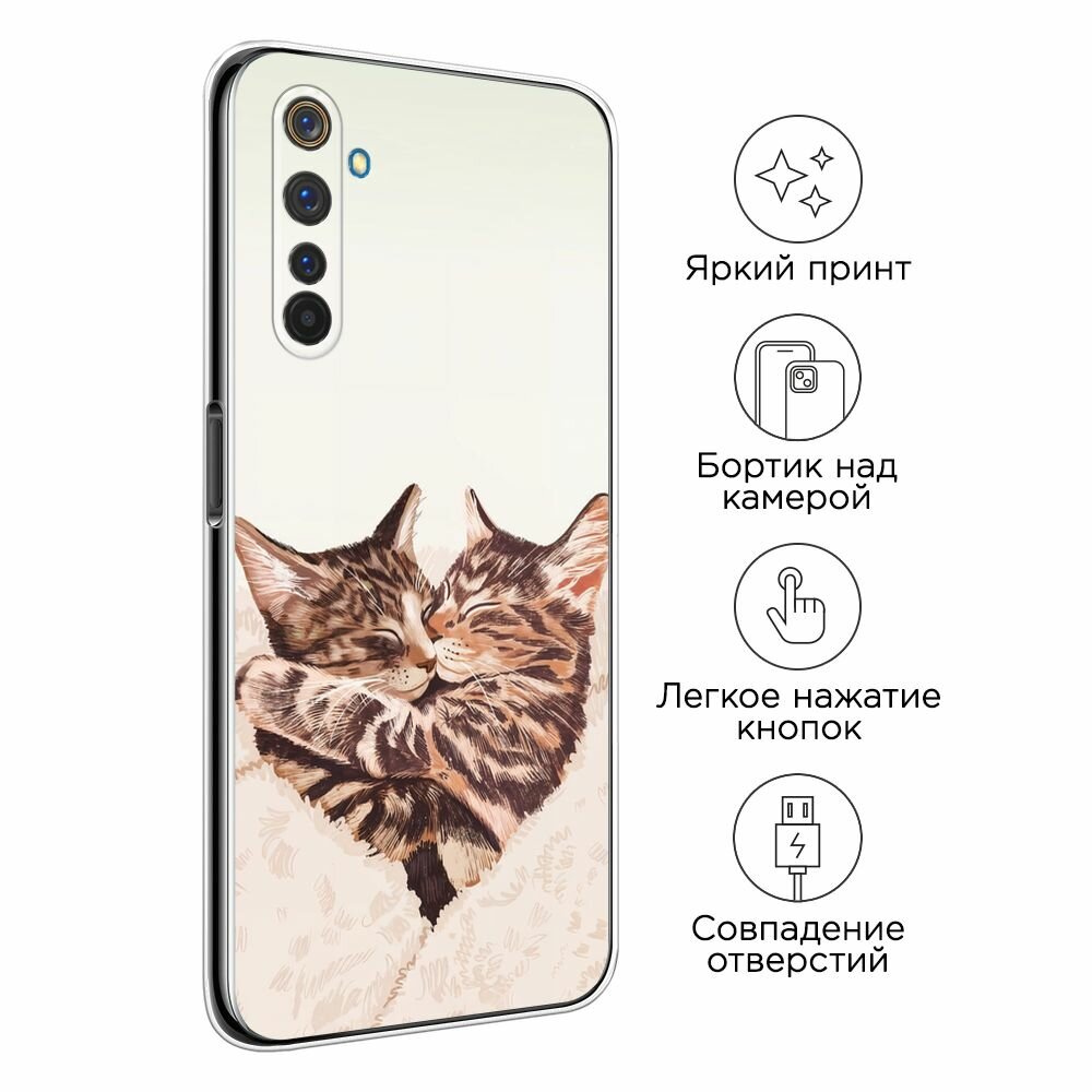 Чехол на Realme 6 Pro / Реалми 6 Про с принтом "Влюбленные котейки - 14 февраля" — фото 1