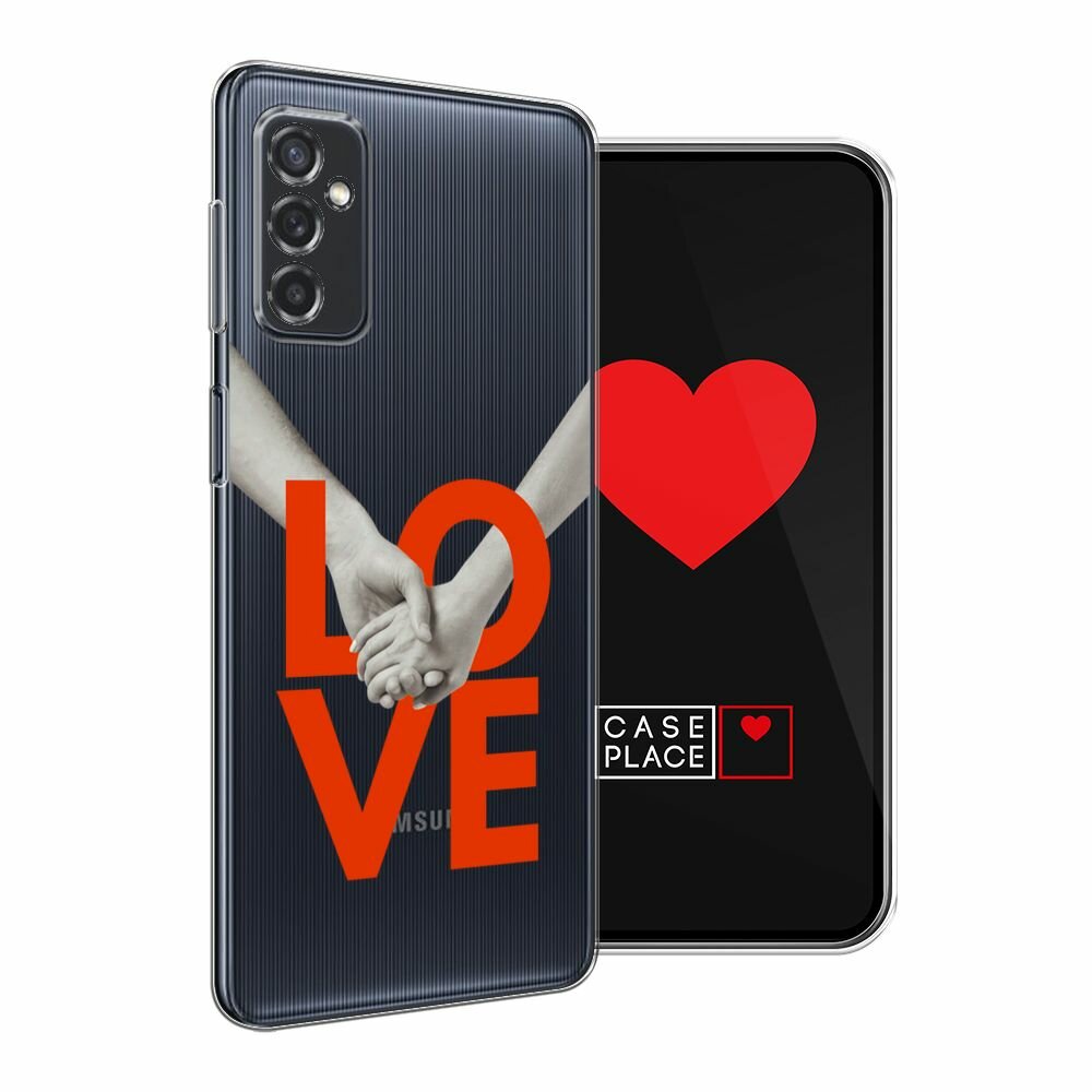 Чехол на Samsung Galaxy M52 / Самсунг Галакси M52 с принтом "Love holding hands - 14 февраля", прозрачный — фото 1