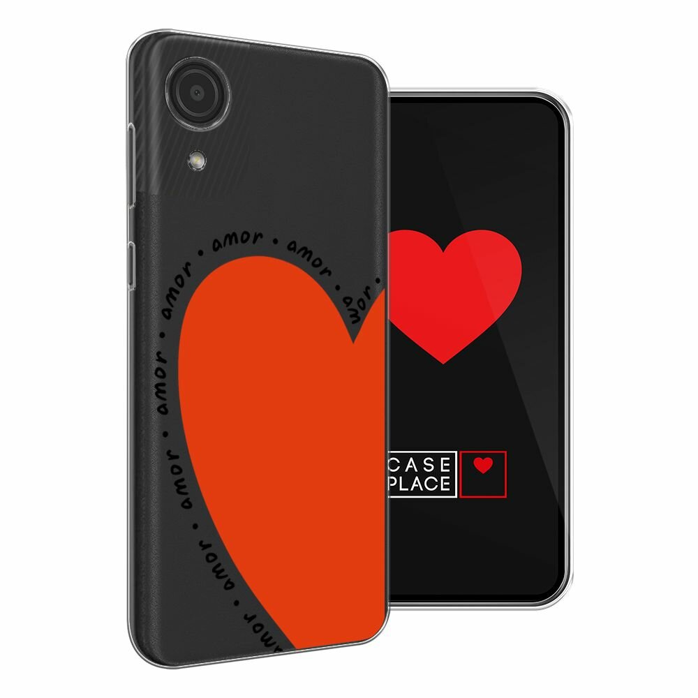 Чехол на Samsung Galaxy A03 Core / Самсунг Галакси А03 Core с принтом "amor heart 2 - 14 февраля", прозрачный — фото 1