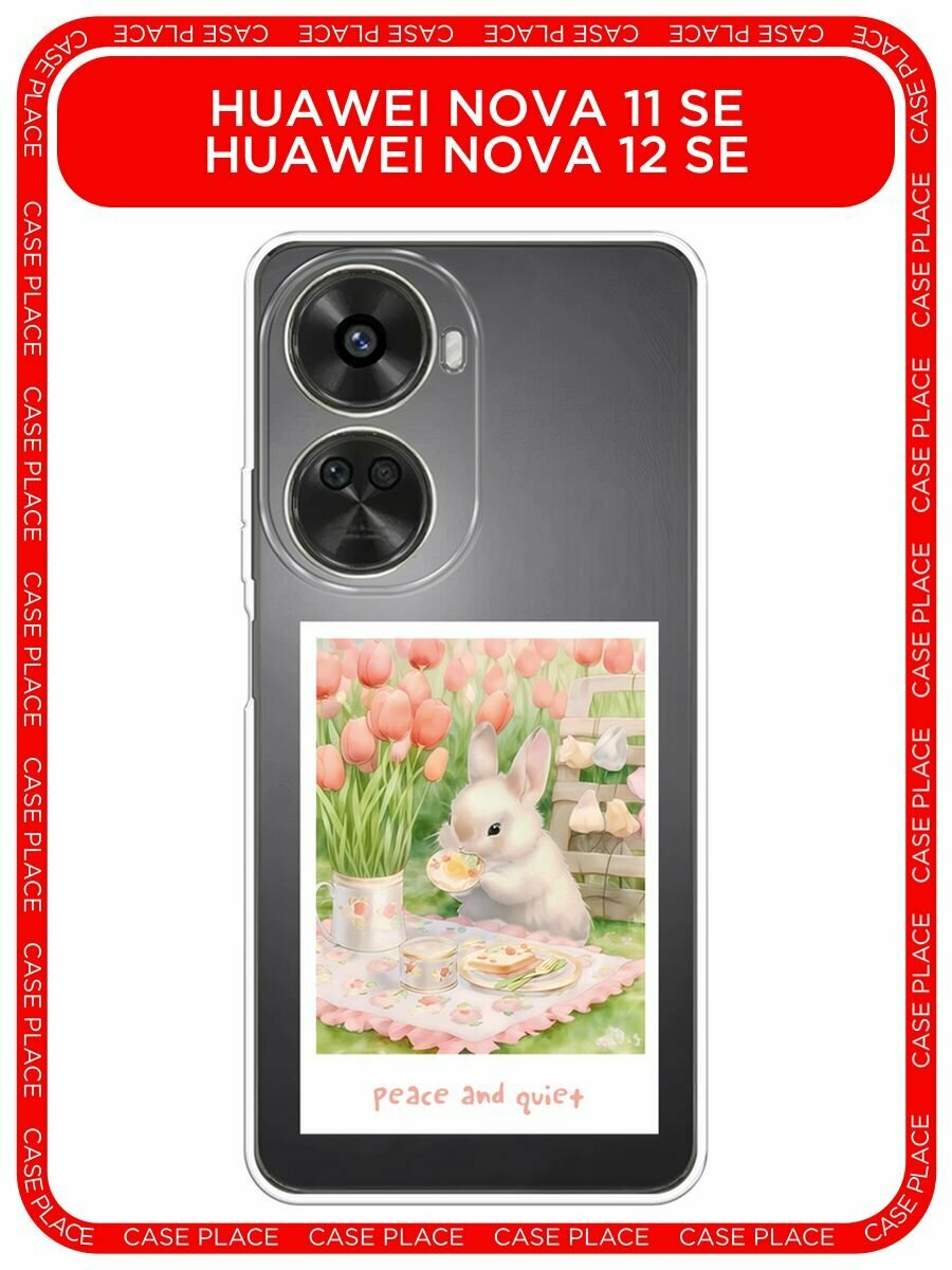 Чехол на Huawei Nova 11 SE/Nova 12 SE / Хуавей Нова 11 SE/Нова 12 SE с принтом "Кролик на пикнике", прозрачный