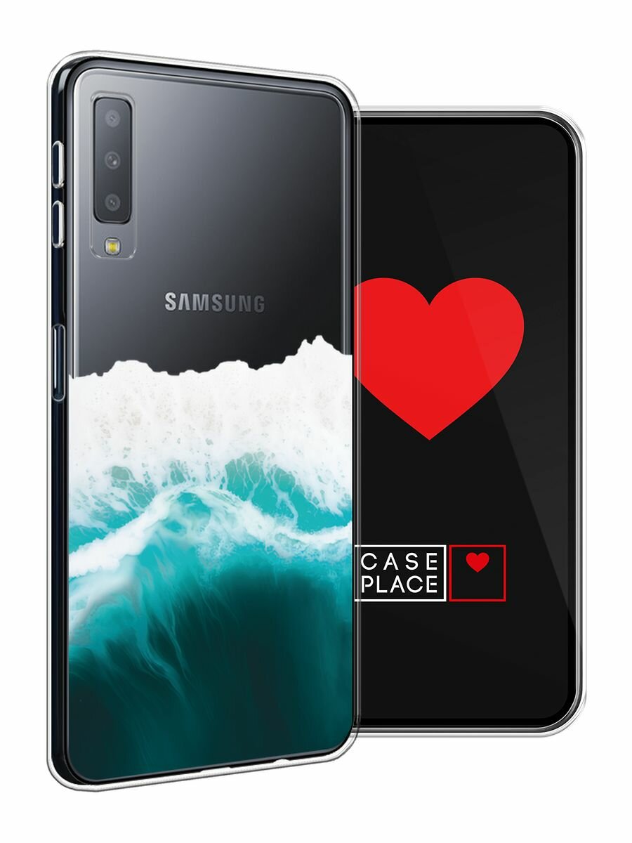 Чехол на Samsung Galaxy A7 2018 / Самсунг Галакси А7 2018 с принтом "Большая волна", прозрачный — фото 1