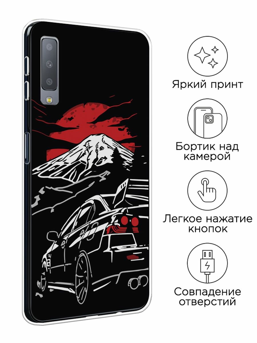 Чехол на Samsung Galaxy A7 2018 / Самсунг Галакси А7 2018 с принтом "Машина в горах JDM" — фото 1