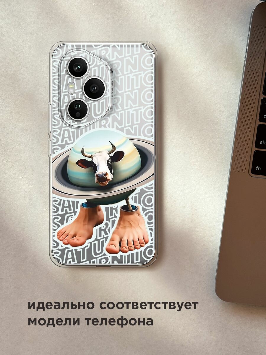 Чехол на Honor 400 Pro / Хонор 400 Про с принтом "Сатурнито сатурно 2", прозрачный — фото 1