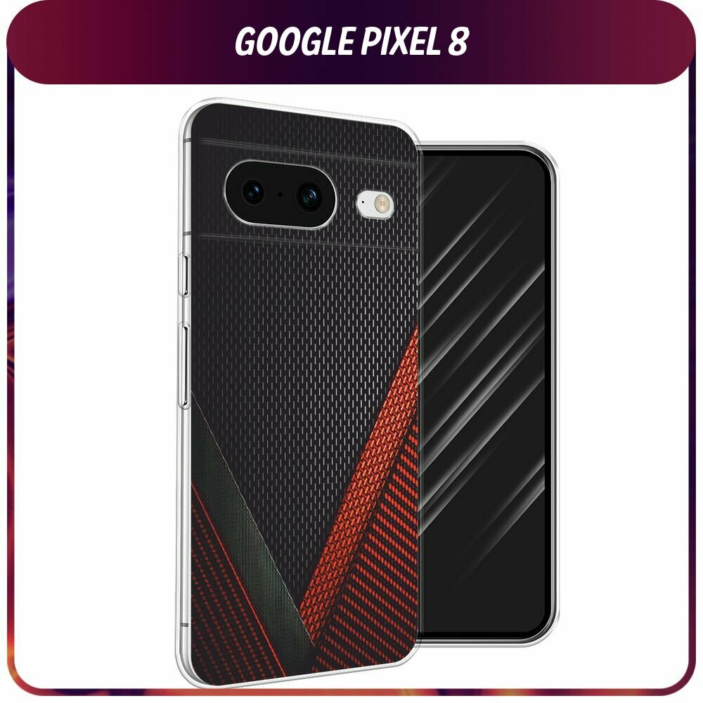 Чехол на Google Pixel 8 / Гугл Пиксель 8 с принтом "Красный карбон"