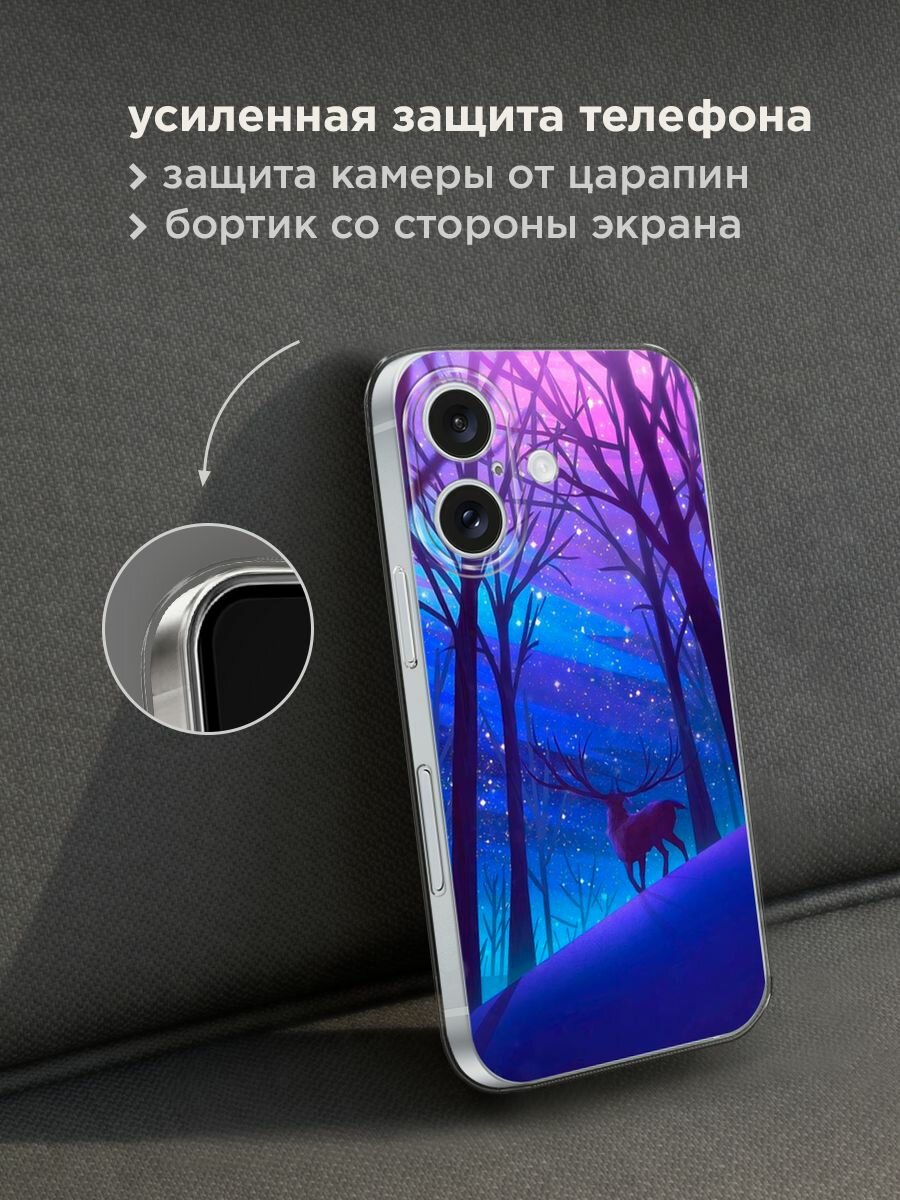 Чехол на Apple iPhone 16 / Айфон 16 с принтом "Северный олень" — фото 1