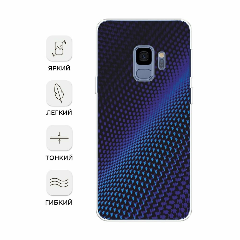 Чехол на Samsung Galaxy S9 / Самсунг Галакси С9 с принтом "Синий карбон" — фото 1