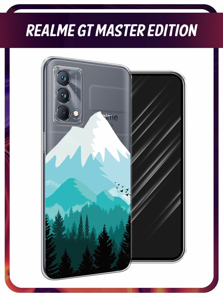 Чехол на Realme GT Master Edition / Реалми GT Мастер Эдишн с принтом "Синяя снежная гора", прозрачный