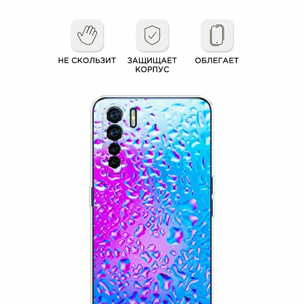 Чехол на Oppo A91/Reno 3 / Оппо A91/Рено 3 с принтом "Капли на стекле" — фото 1