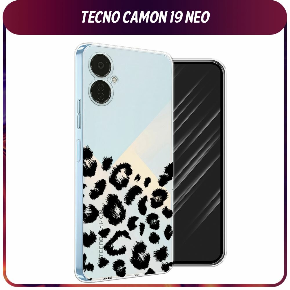 Чехол на Tecno Camon 19 Neo / Техно Камон 19 Нео с принтом "Окрас леопарда фон черный", прозрачный