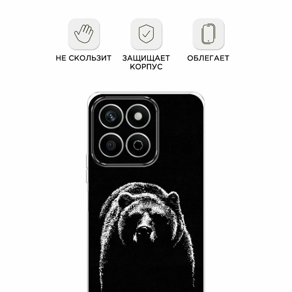 Силиконовый чехол на Honor X7c / Хонор X7c с принтом "Медведь в ночи" — фото 1