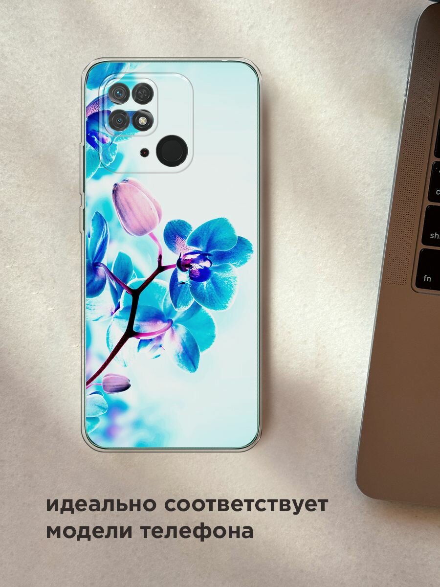 Чехол на Xiaomi Redmi 10C / Сяоми Редми 10C с принтом "Голубая орхидея" — фото 1