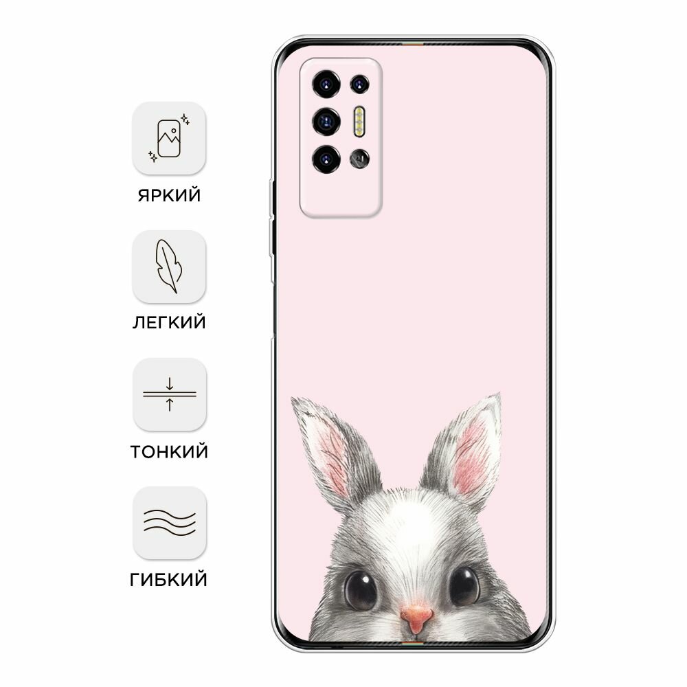 Чехол на Tecno Pova 2 / Текно Пова 2 с принтом "Карандашный кролик 1 - 8 марта" — фото 1