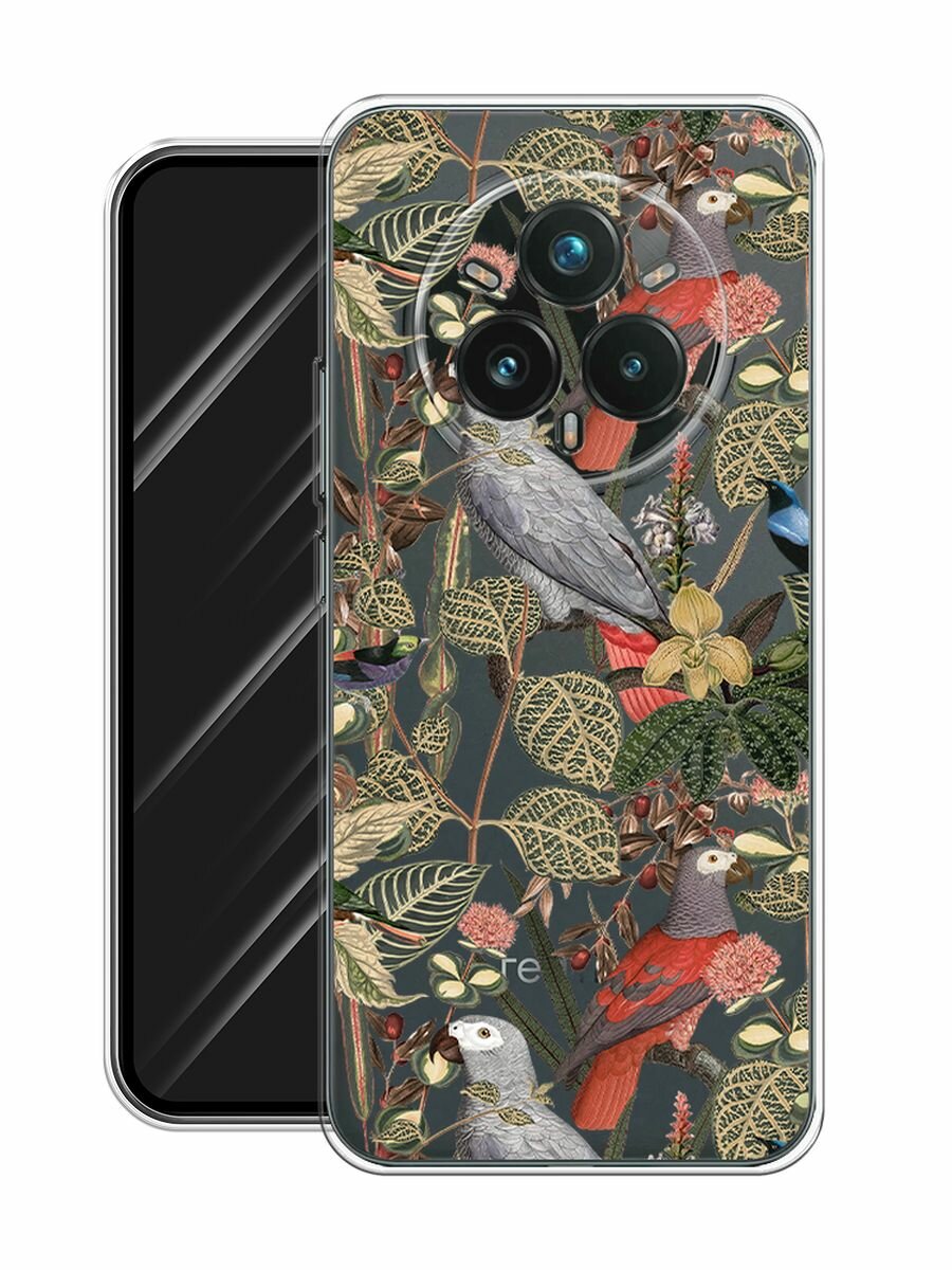 Чехол на Realme 14 Pro / Реалми 14 Про с принтом "Tropical pattern", прозрачный — фото 1