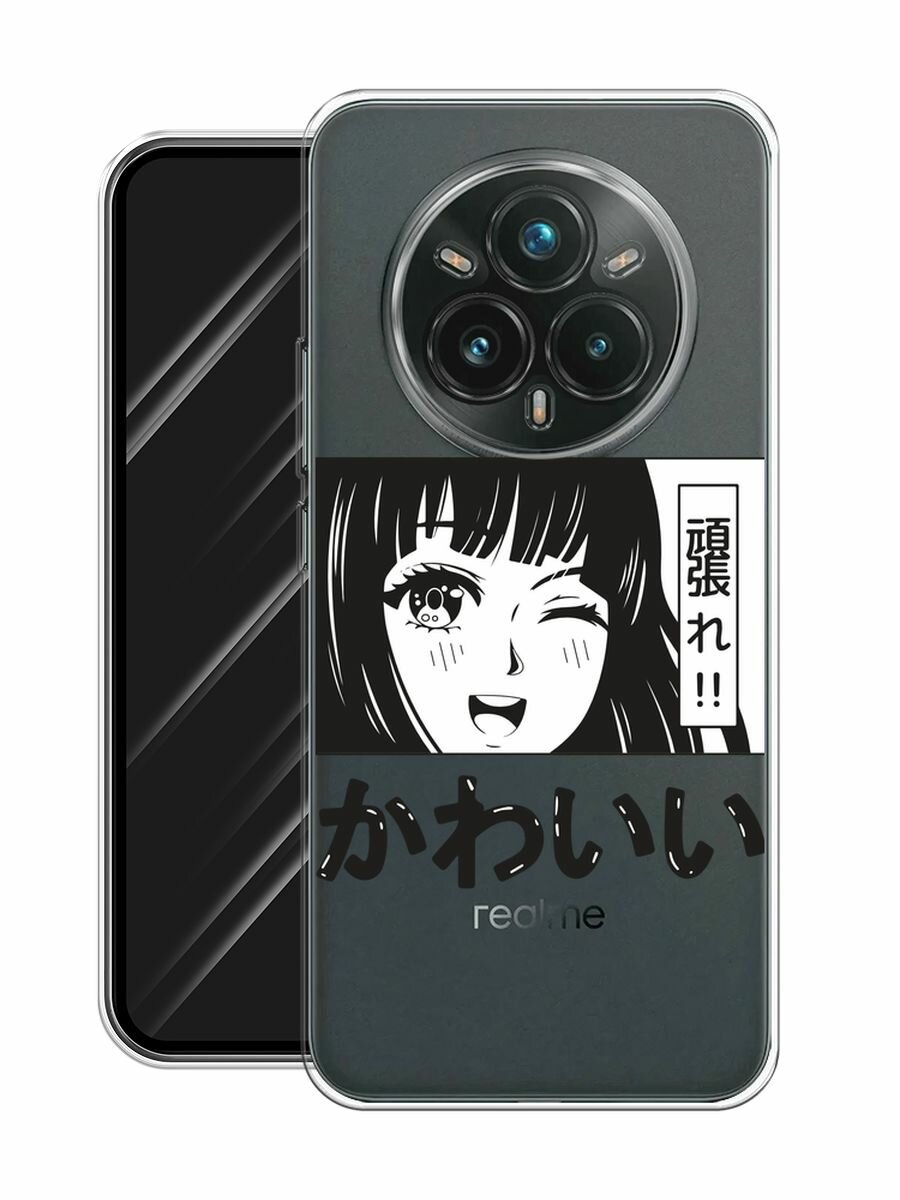 Чехол на Realme 14 Pro / Реалми 14 Про с принтом "Cute anime girl", прозрачный — фото 1