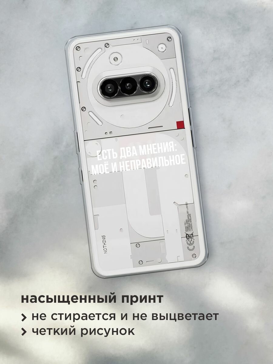 Чехол на Nothing Phone 3a / Нотинг Фон 3а с принтом "Два мнения", прозрачный — фото 1