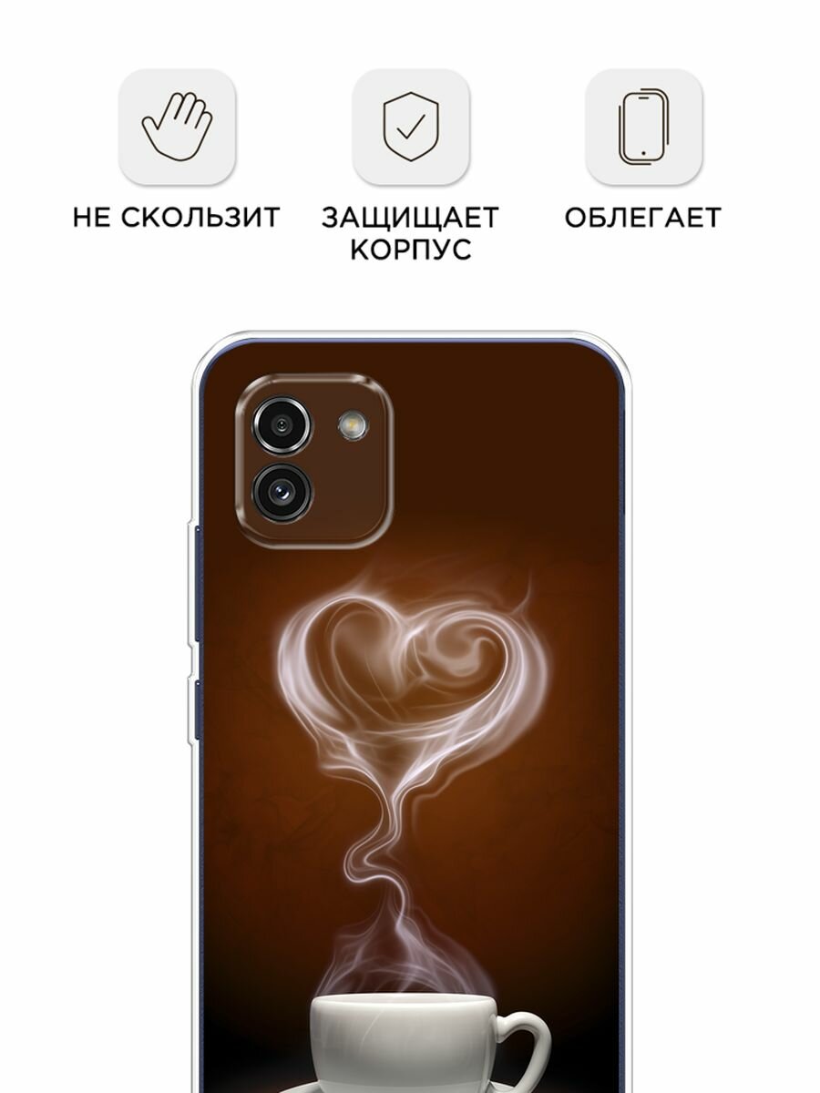 Чехол на Samsung Galaxy A03 / Самсунг Галакси А03 с принтом "Кофейная любовь" — фото 1