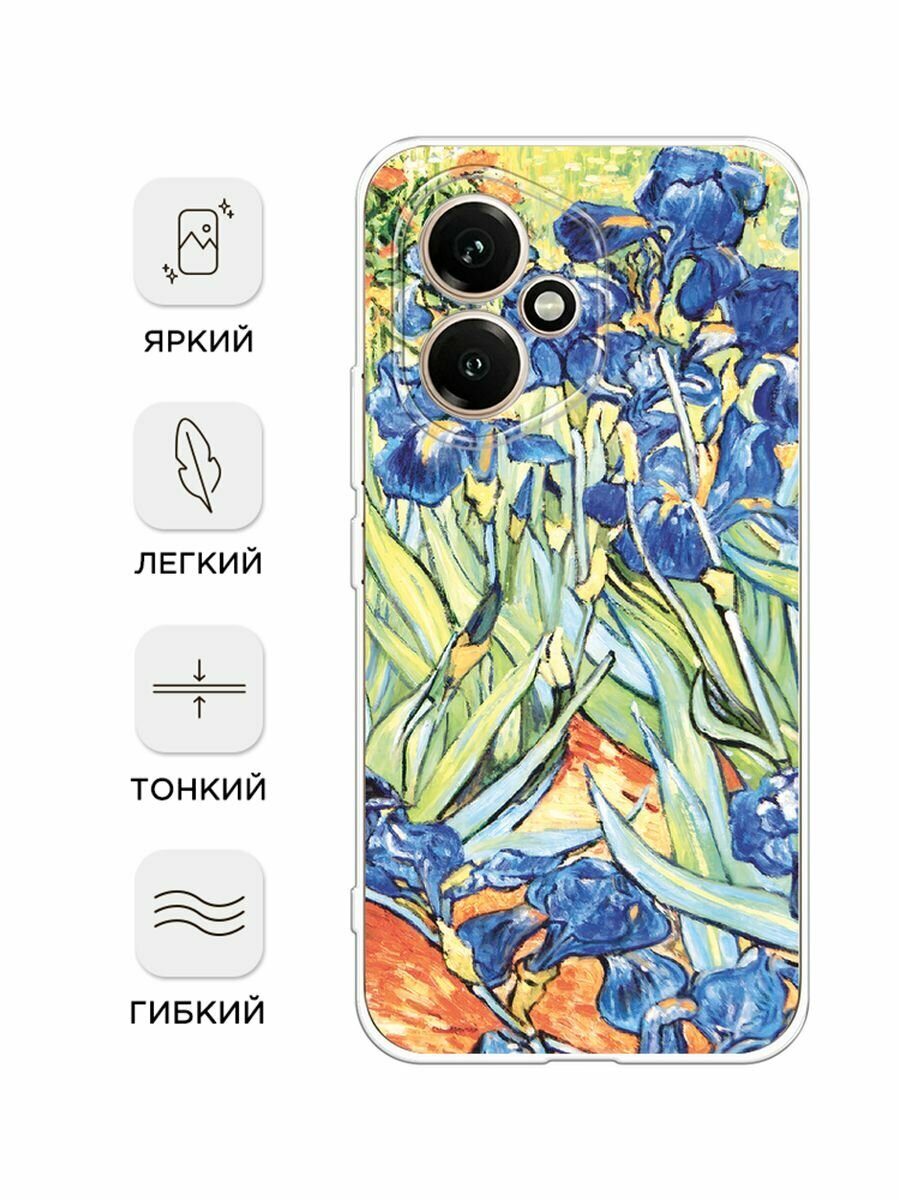 Силиконовый чехол на Honor 400 / Хонор 400 с принтом "Ирисы Ван Гог" — фото 1