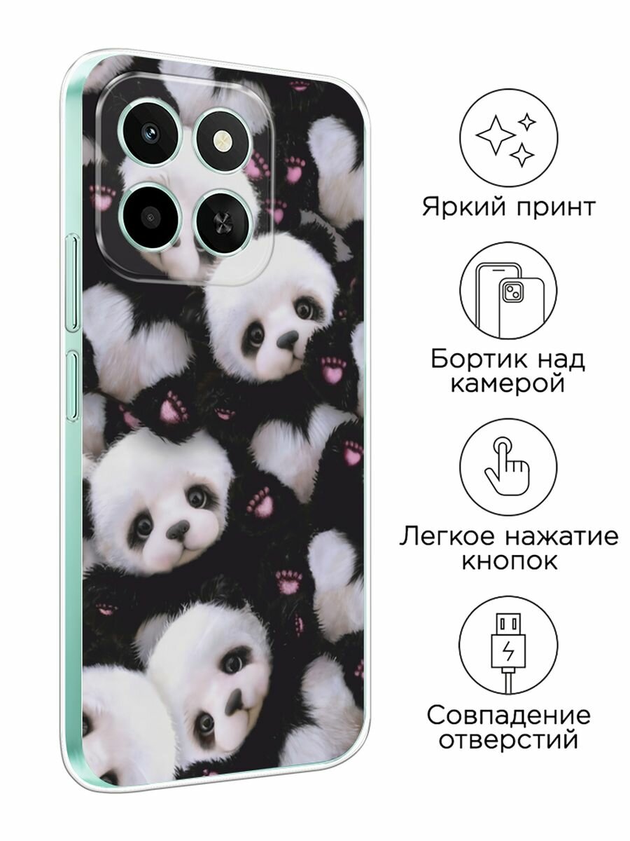 Силиконовый чехол на Honor X6c / Хонор X6c с принтом "Море панд" — фото 1