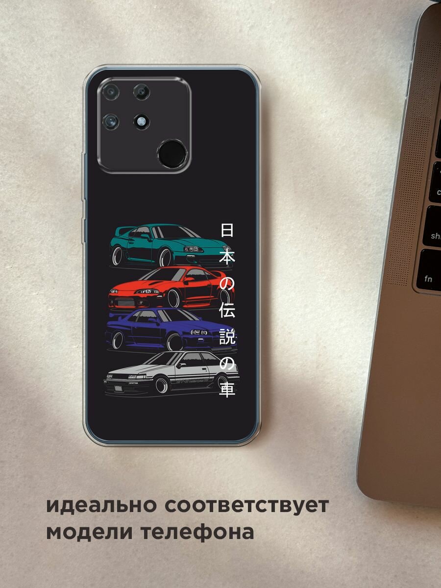 Чехол на Realme Narzo 50A / Реалми Нарзо 50A с принтом "JDM Legend cars" — фото 1