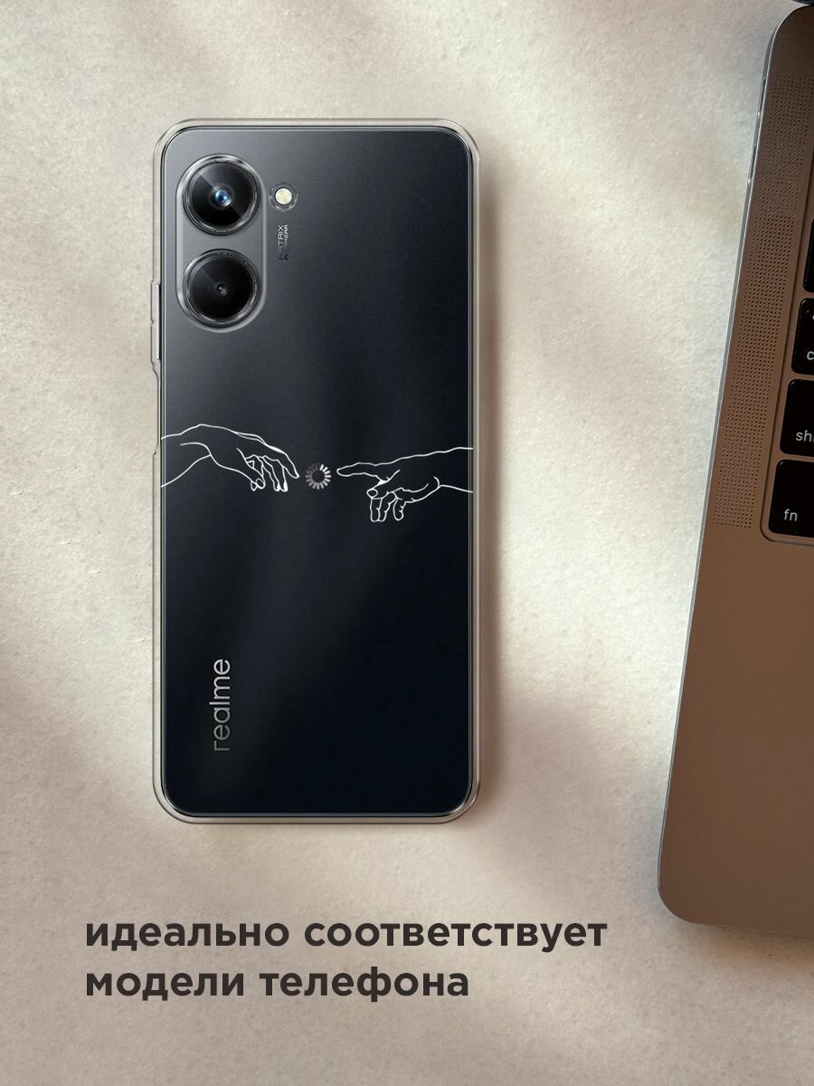 Чехол на Realme 10 Pro / Реалми 10 Про с принтом "Загрузка творения", прозрачный — фото 1