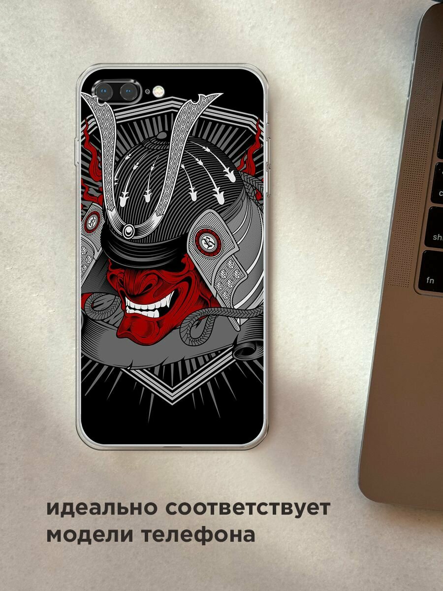 Чехол на Apple iPhone 7 Plus / Айфон 7 Плюс с принтом "Красная маска самурая" — фото 1