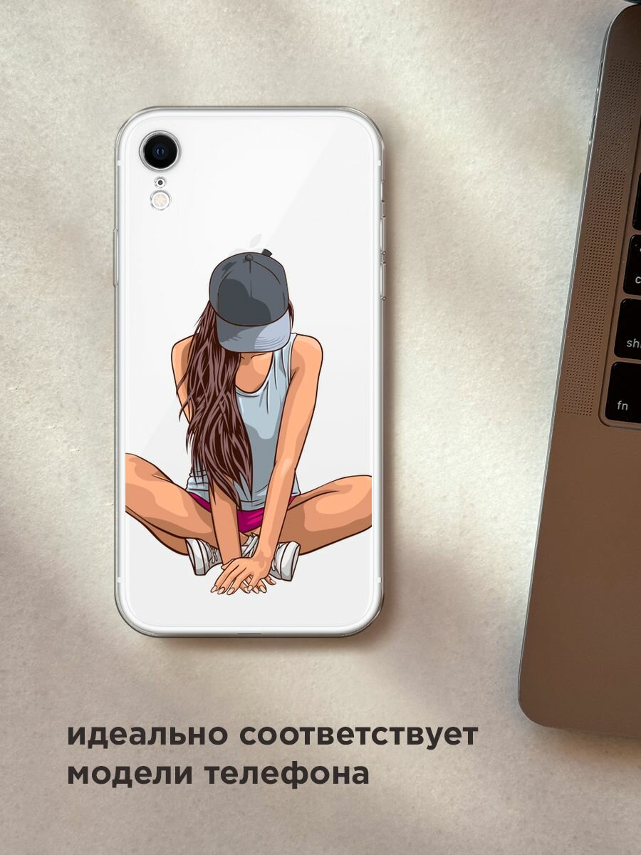 Чехол на Apple iPhone XR / Айфон XR с принтом "Девушка в кепочке", прозрачный — фото 1