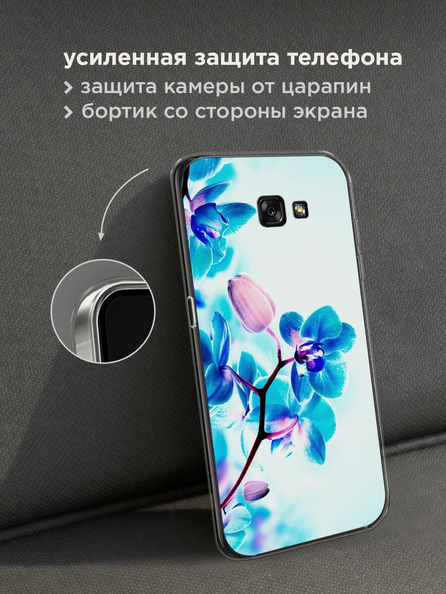 Чехол на Samsung Galaxy A7 2017 / Самсунг Галакси А7 2017 с принтом "Голубая орхидея" — фото 1