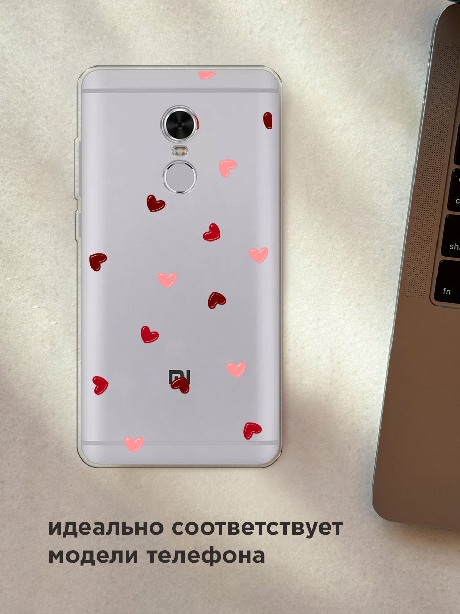 Чехол на Xiaomi Redmi Note 4 (MediaTek) / Сяоми Редми Ноут 4 (MediaTek) с принтом "Бордовые сердечки 2" — фото 1