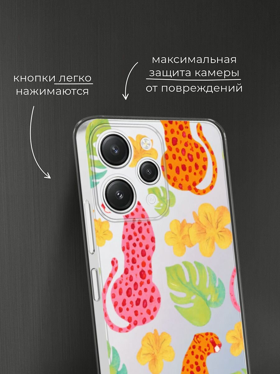 Чехол на Xiaomi Redmi 12 / Сяоми Редми 12 с принтом "Экзотика", прозрачный — фото 1