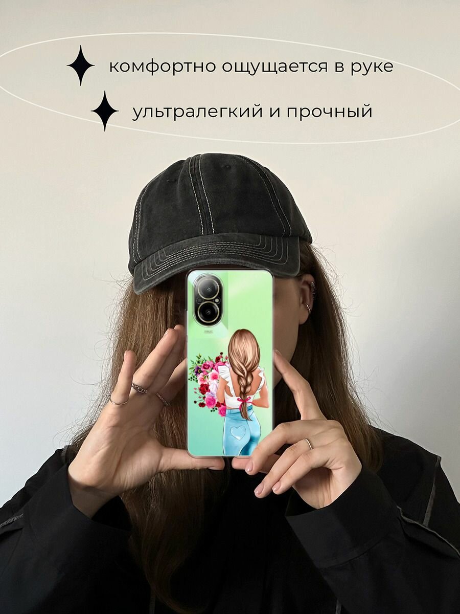 Чехол на Realme C67 4G / Реалми C67 4G с принтом "Букет для девушки", прозрачный — фото 1