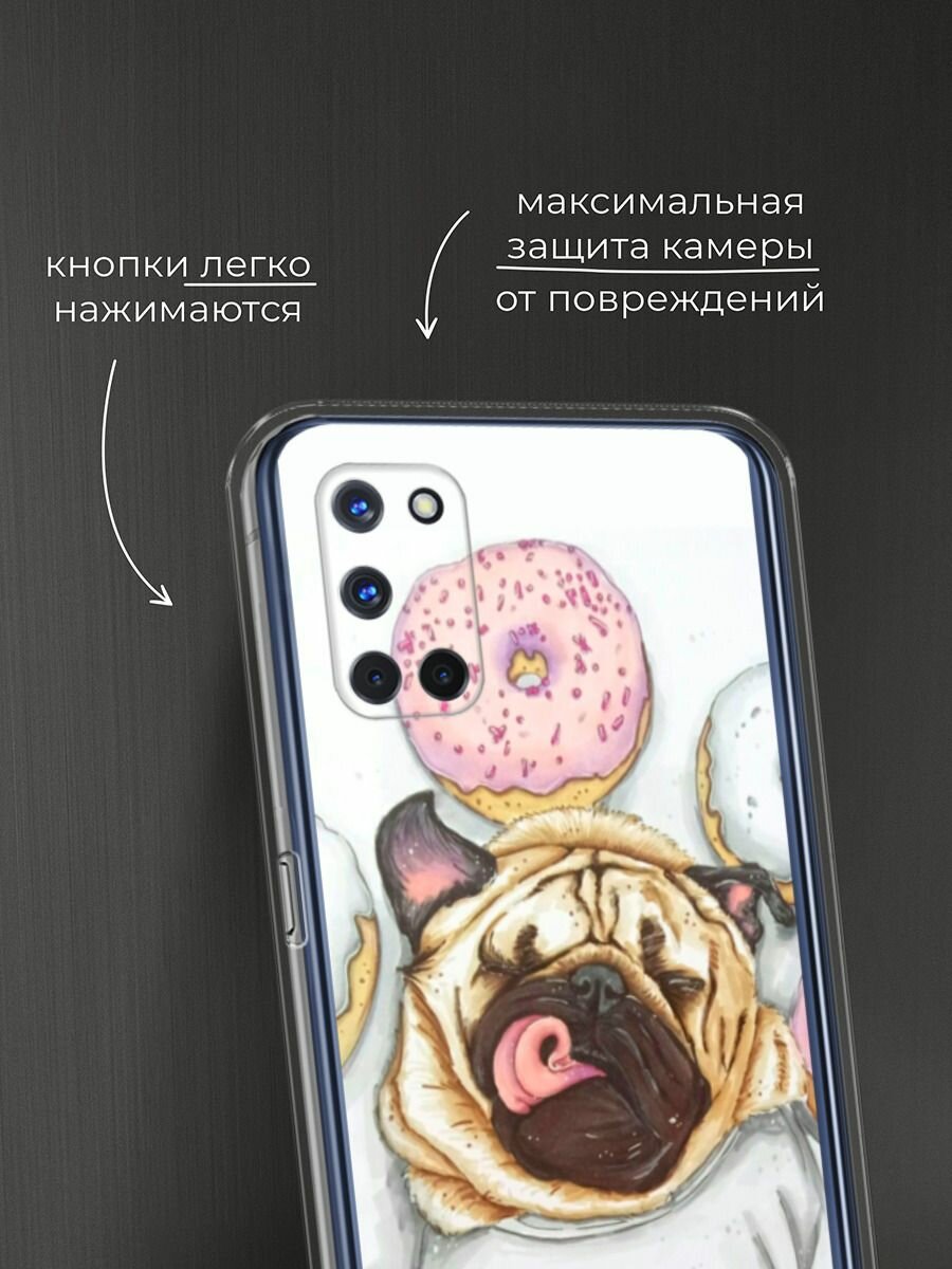Чехол на Oppo A52/A72 / Оппо A52/A72 с принтом "Счастливый мопс" — фото 1