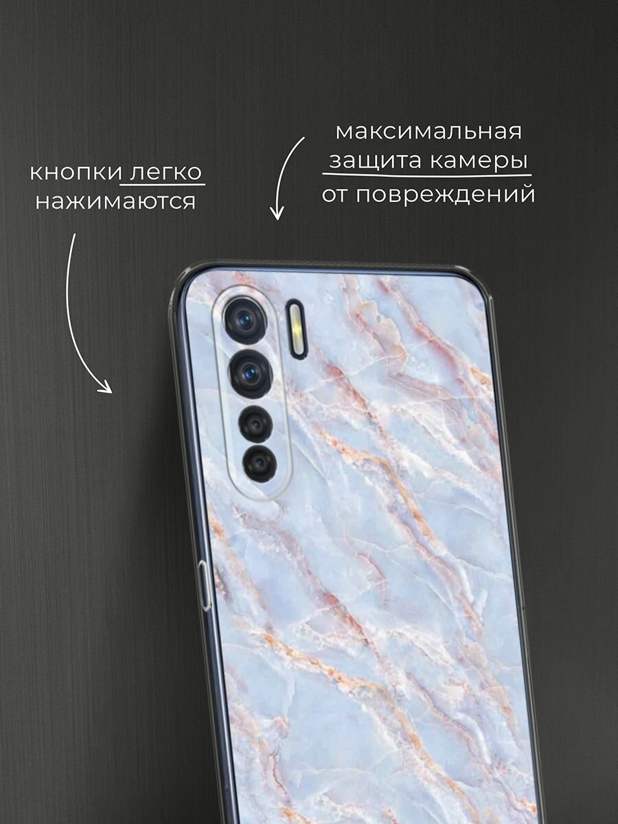 Чехол на Oppo A91/Reno 3 / Оппо A91/Рено 3 с принтом "Сиреневый мрамор" — фото 1