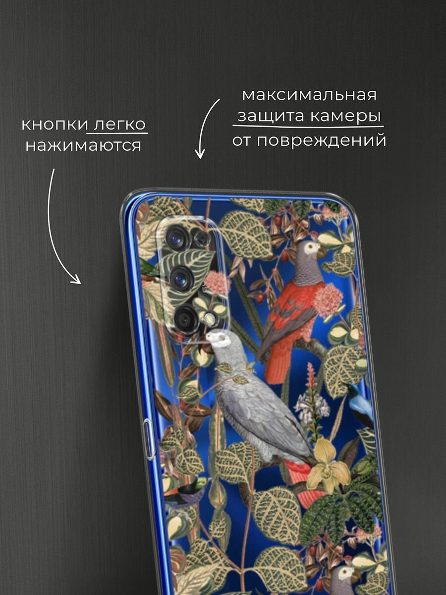 Чехол на Realme 7 Pro / Реалми 7 Про с принтом "Tropical pattern", прозрачный — фото 1