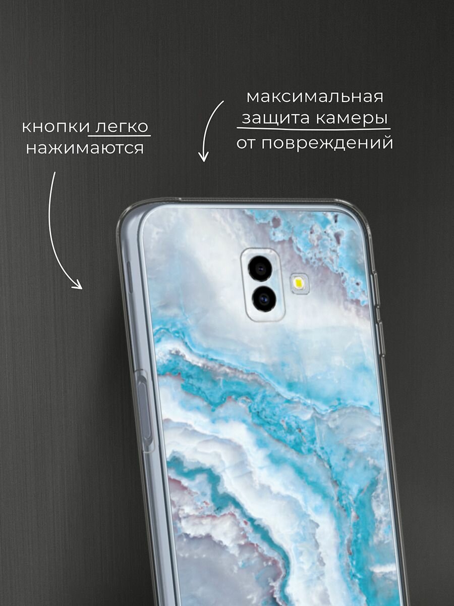 Чехол на Samsung Galaxy J6 + / Самсунг Галакси J6 Плюс 2018 с принтом "Нежно-голубой мрамор" — фото 1