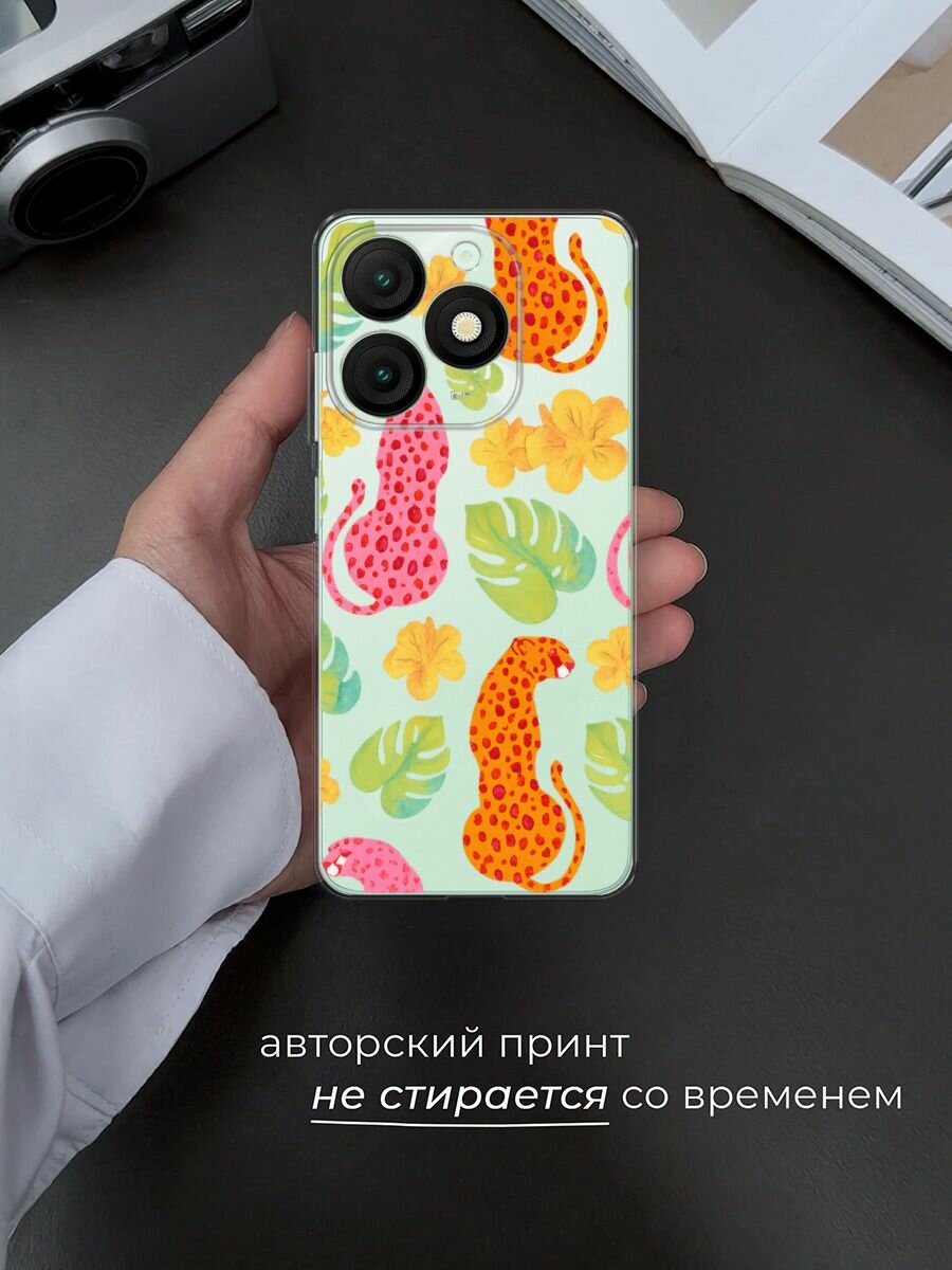 Чехол на Itel A50 / Ител А50 с принтом "Экзотика", прозрачный — фото 1