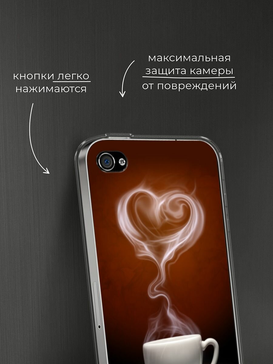 Чехол на Apple iPhone 4/4S / Айфон 4/4S с принтом "Кофейная любовь" — фото 1