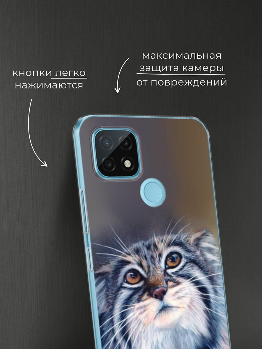Силиконовый чехол на Realme C21 / Реалми С21 с принтом "Кот манул 2" — фото 1