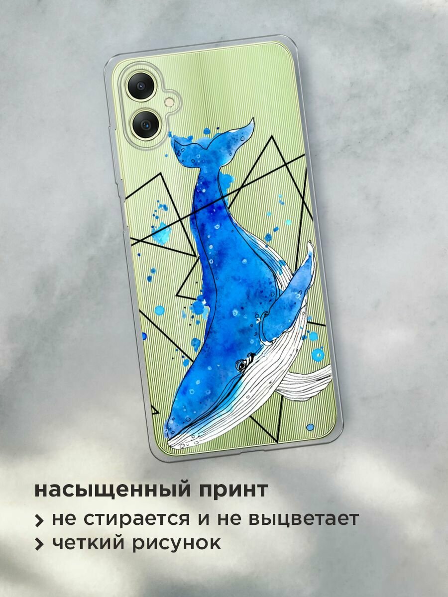 Чехол на Samsung Galaxy A06 / Самсунг Галакси А06 с принтом "Кит графика", прозрачный — фото 1