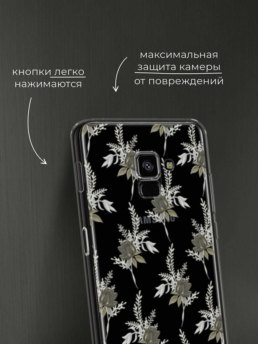 Чехол на Samsung Galaxy A8 + / Самсунг Галакси А8 Плюс 2018 с принтом "Паттерн цветы сепия" — фото 1