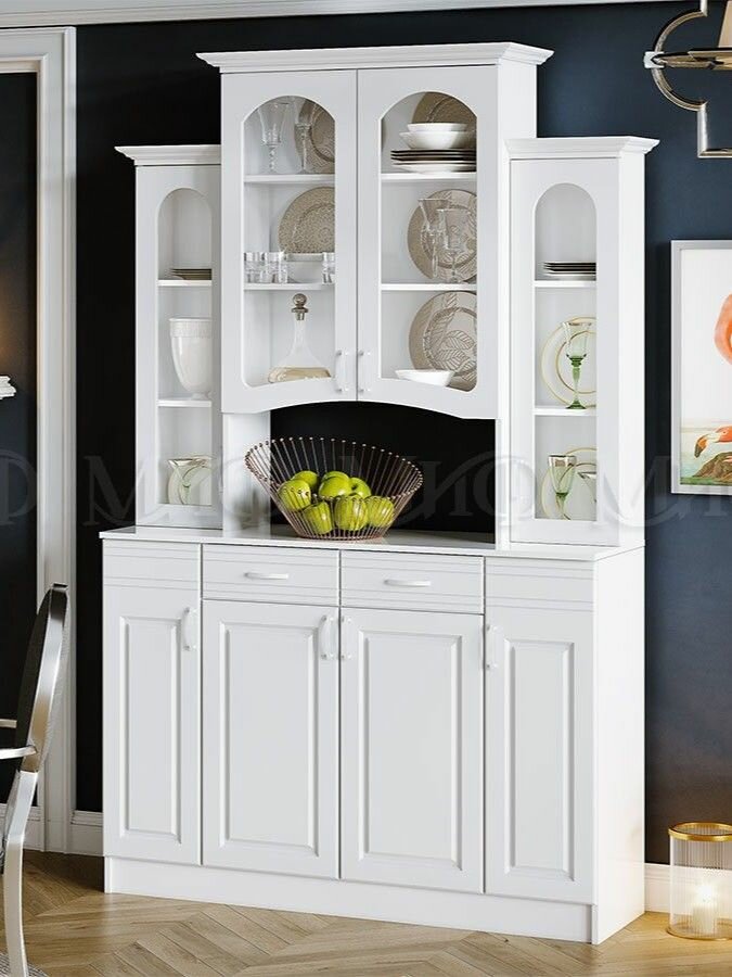 Буфет 4-х створчатый Констанция белый матовый/белый миф