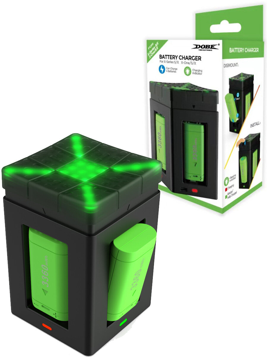 Зарядная станция + 4 аккумулятора для геймпадов Xbox Series (Dobe TYX-3610)