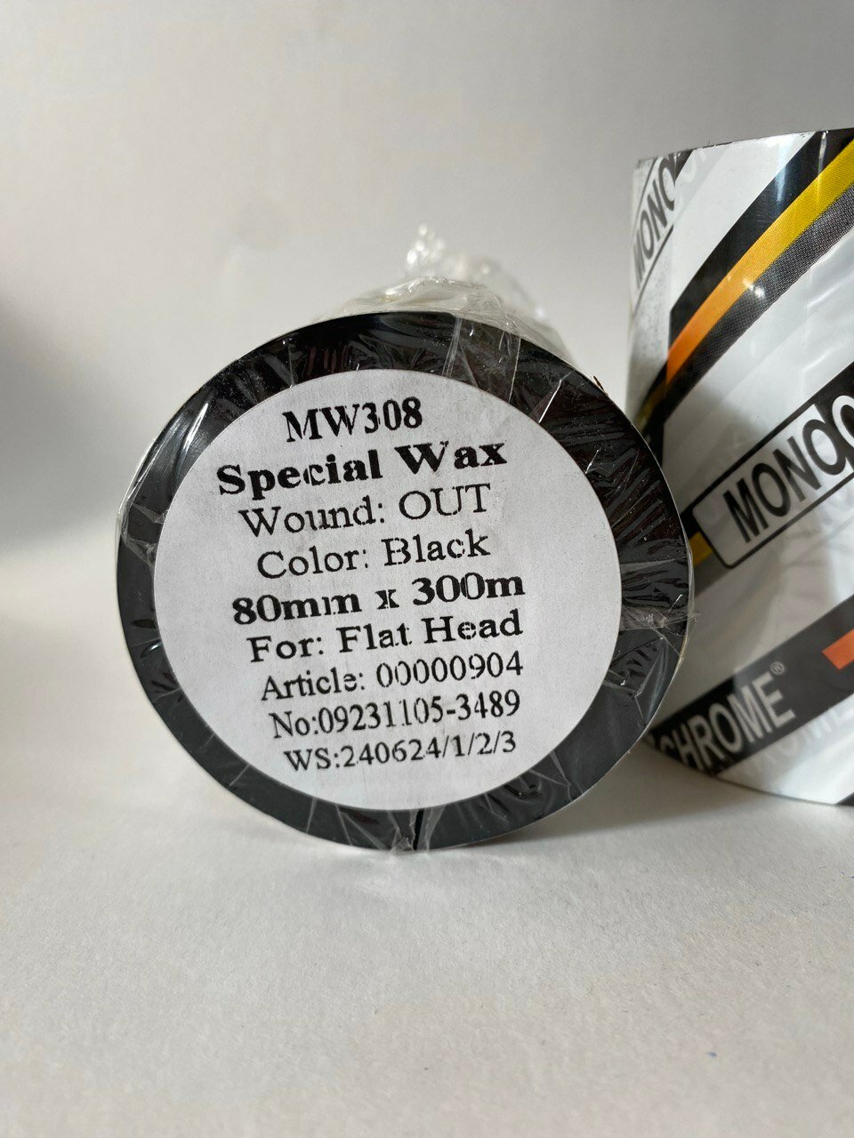 Лента термотрансферная Monochrome риббон 80 мм х 300 м вт1", MW308 Wax, Out