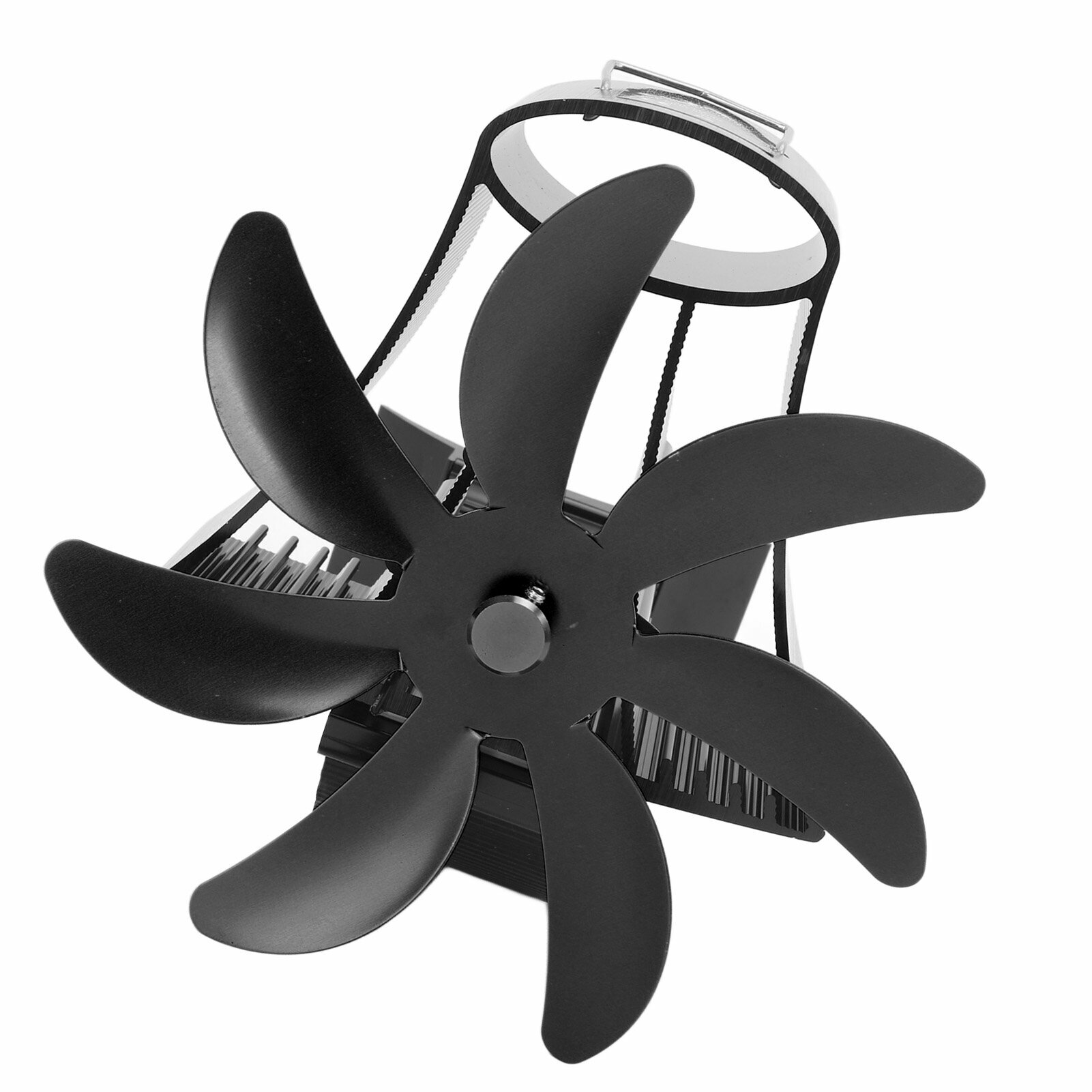 Вентилятор дровяной печи Труба Вентилятор камина 7 лопастей Вентилятор печи на дымоходе Бесшумные двигатели Тепловой вентилятор для дровяной печи Магнитное настенное крепление Черный