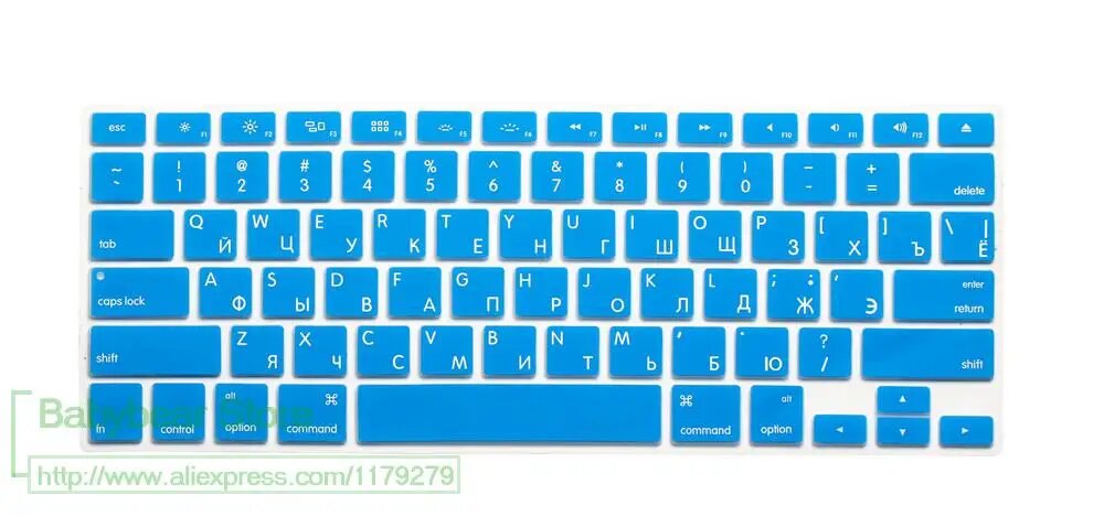 Силиконовый чехол для клавиатуры MacBook Air Pro Retina, USlakeblue