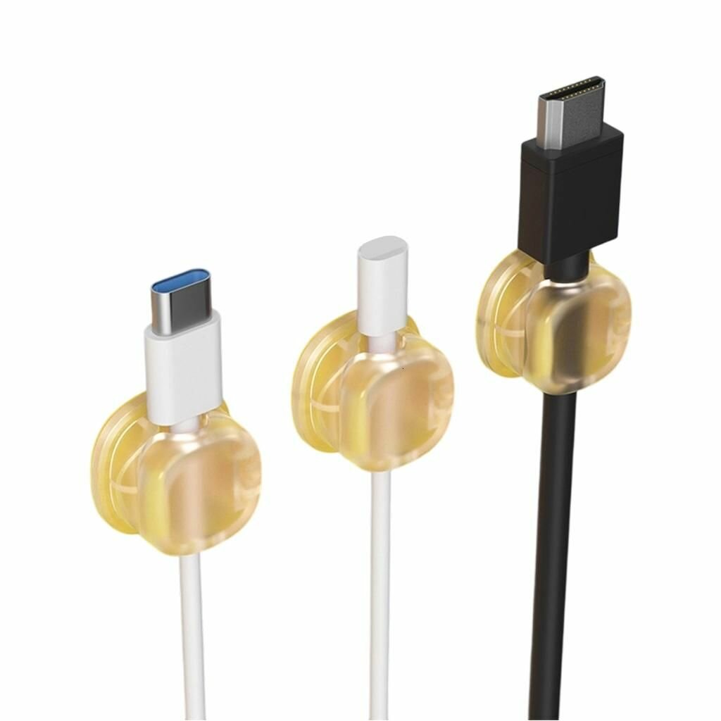 Невидимые держатели для кабелей 3 шт. Органайзеры для проводов для дома, офиса, машины, Прозрачный желтый