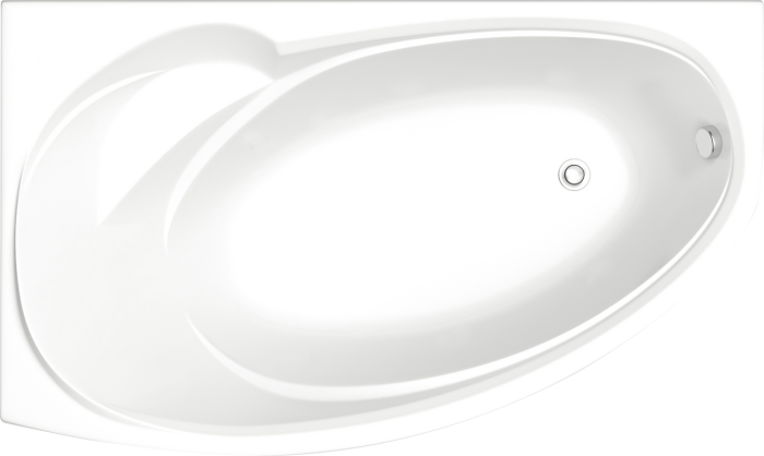 Акриловая ванна Bas Фэнтази L 150x95 см, угловая, левая, пристенная, белая, асимметричная, с каркасом, со сливом-переливом