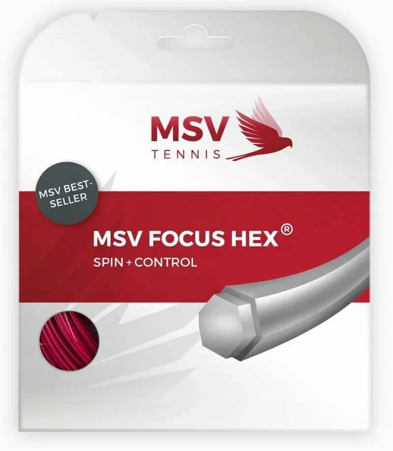 Струны теннисные MSV "FOCUS HEX RED", моноволоконная, композитная, 12 м, красные