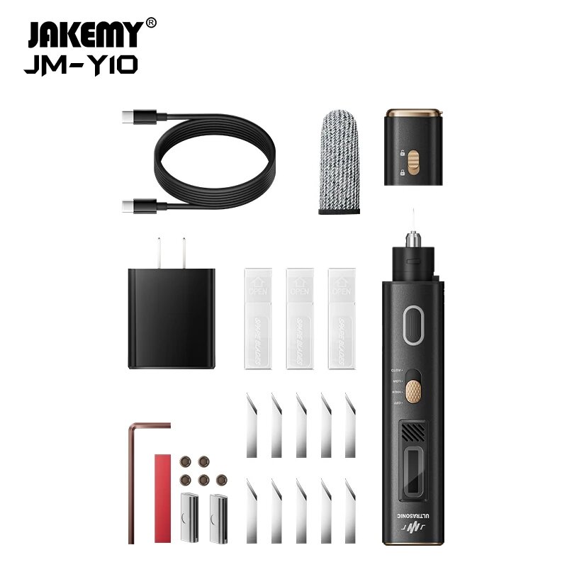 JAKEMY JM-Y10 Ультразвуковой нож для резки с OLED-экраном Светодиодное освещение Многофункциональная ручка для удаления клея для резки и полировки